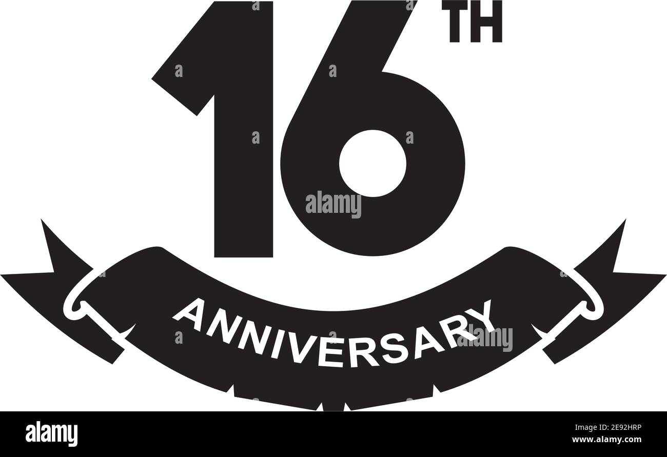 16th year celebrating anniversary emblem logo design vector template ...