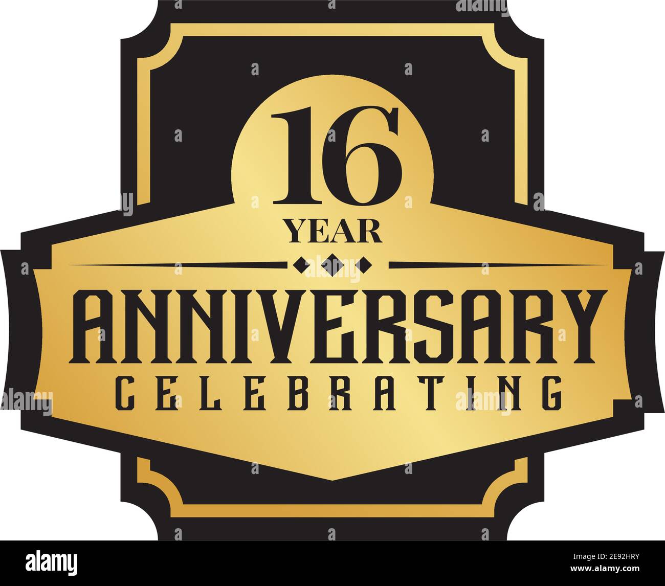16th year celebrating anniversary emblem logo design vector template ...