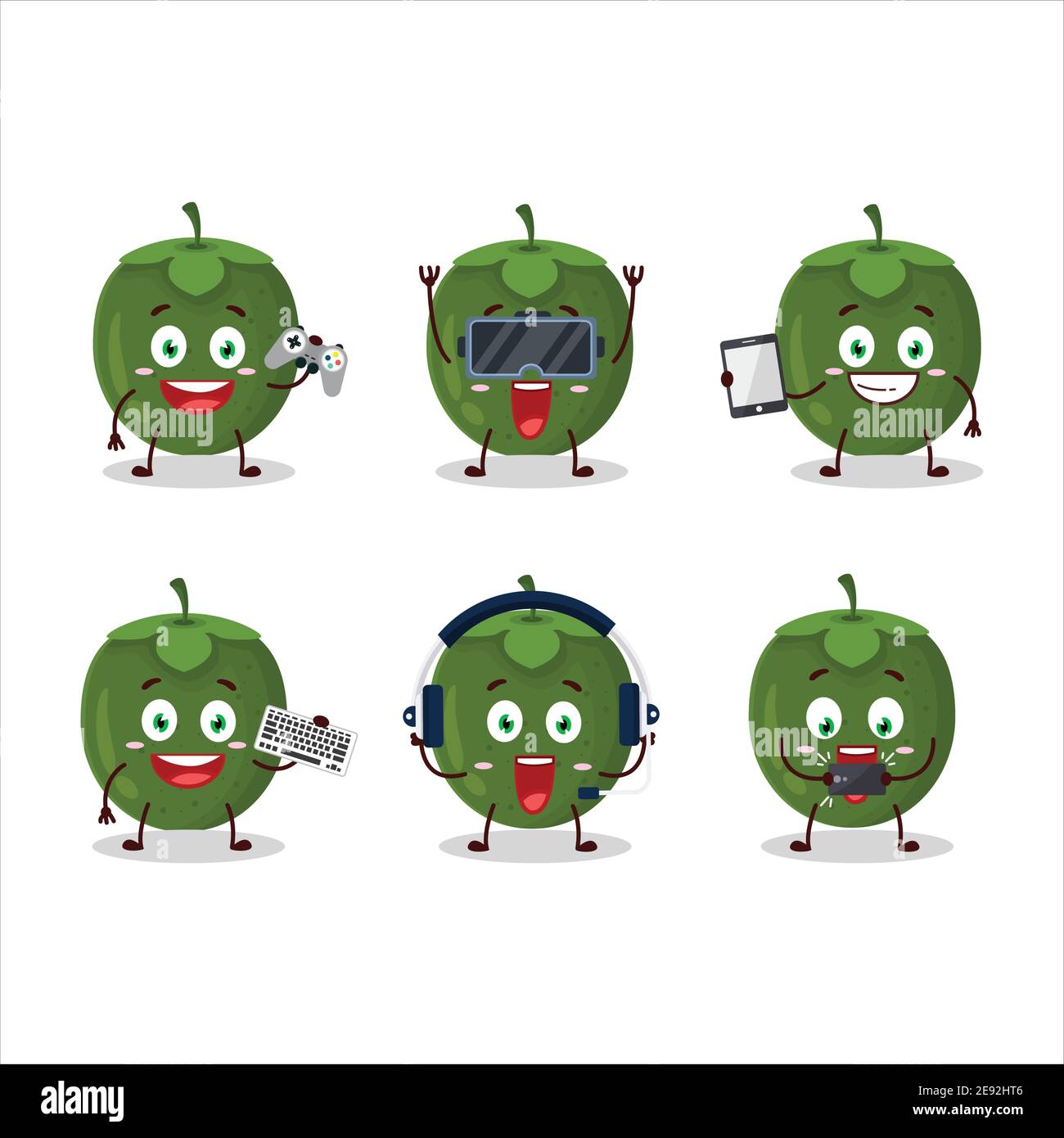 Black sapote cartoon character are playing games with various cute ...