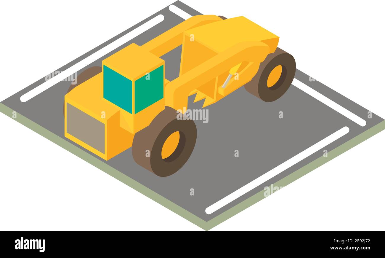 Construction grader icon. Isometric illustration of construction grader ...