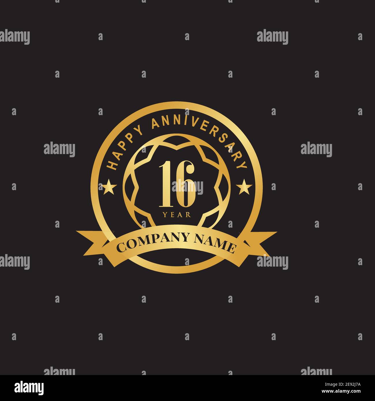 16th year celebrating anniversary emblem logo design vector template ...
