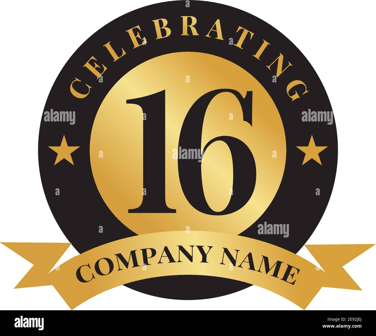 16th year celebrating anniversary emblem logo design vector template ...