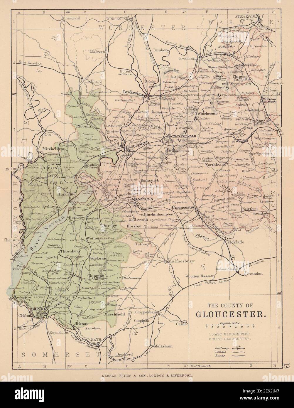GLOUCESTERSHIRE. County map. Railways canals. Constituencies. PHILIP ...