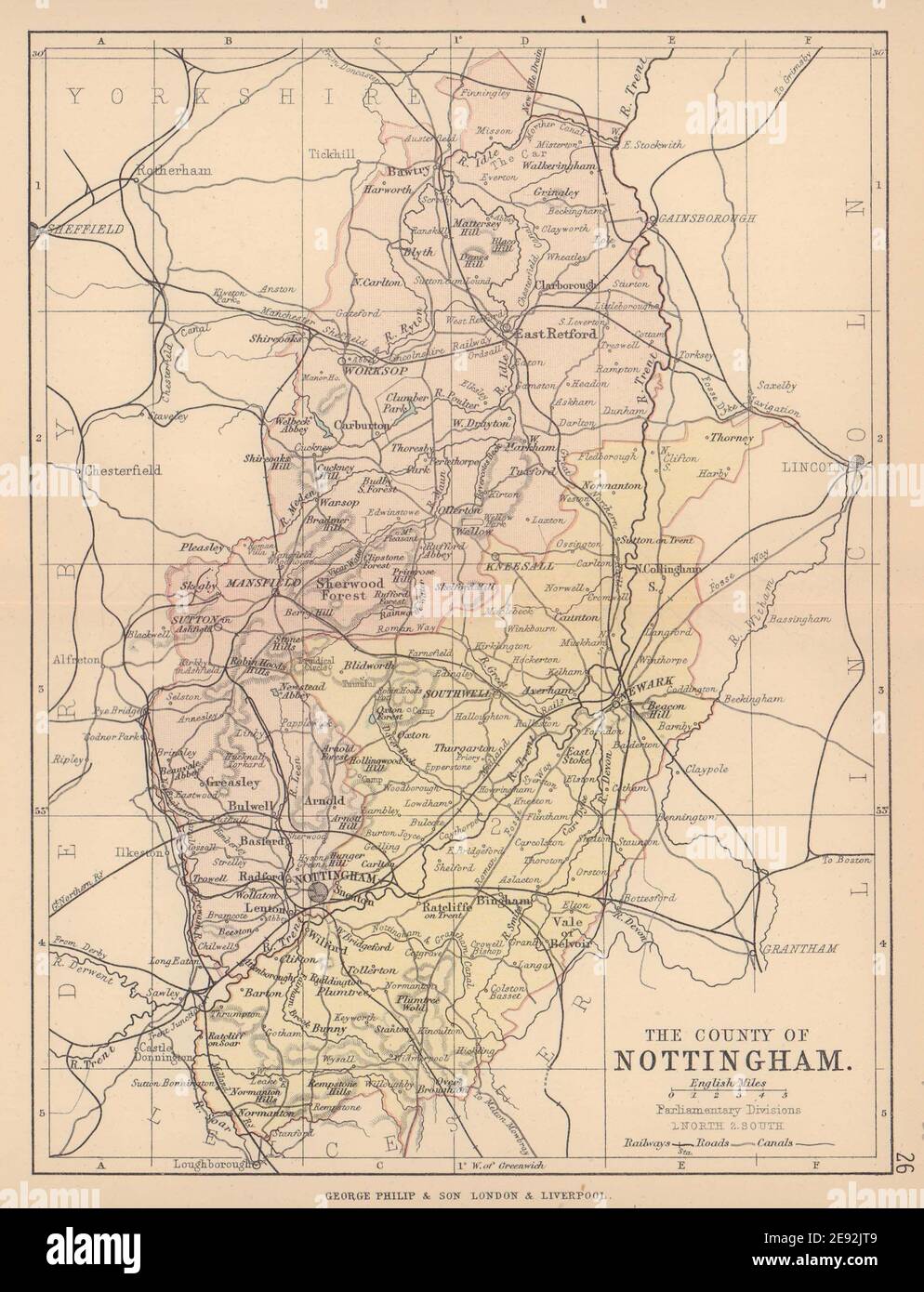 NOTTINGHAMSHIRE. County map. Railways canals. Constituencies. PHILIP ...