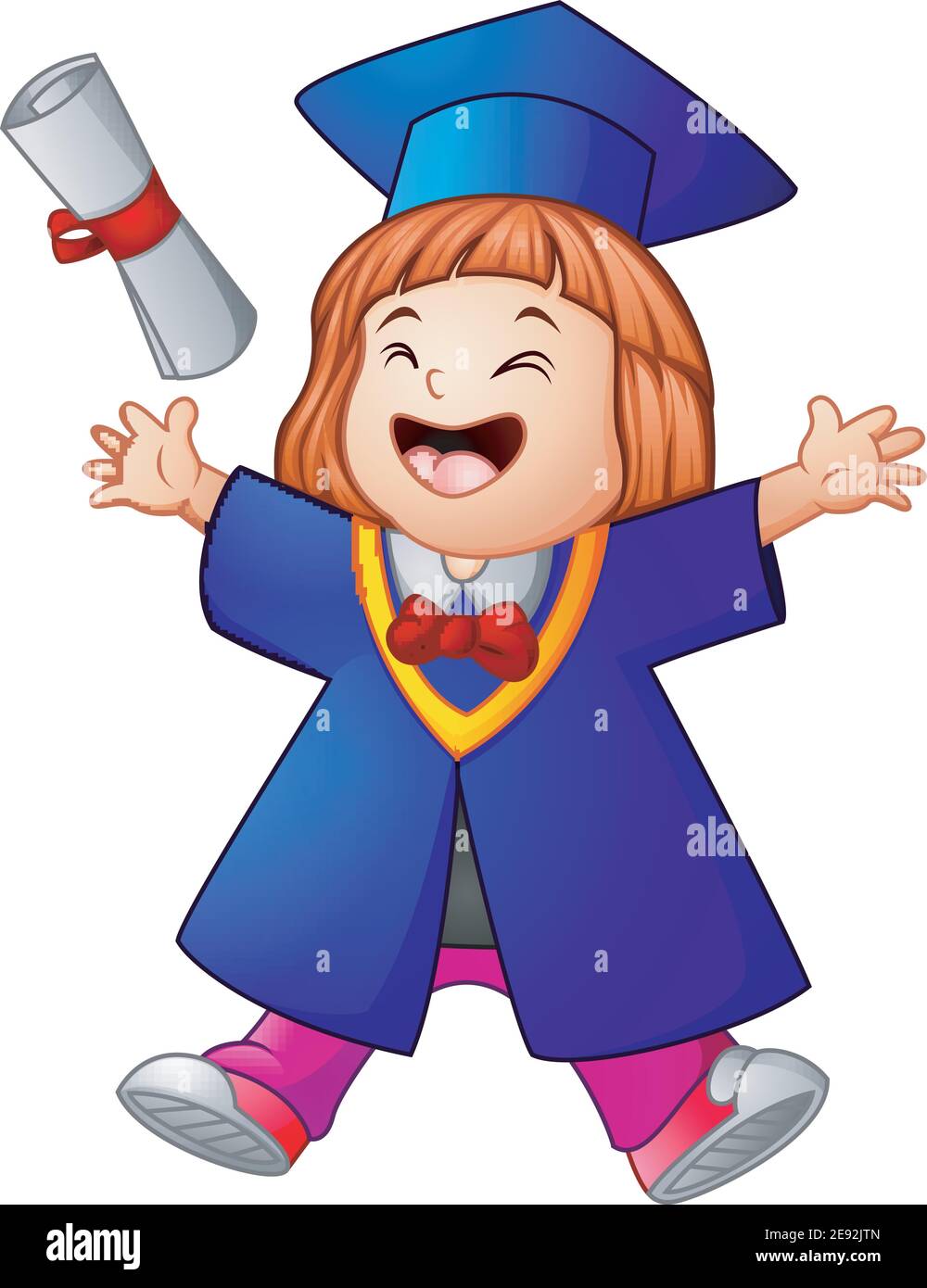 Vector illustration of Happy graduation girl cartoon Stock Vector Image ...