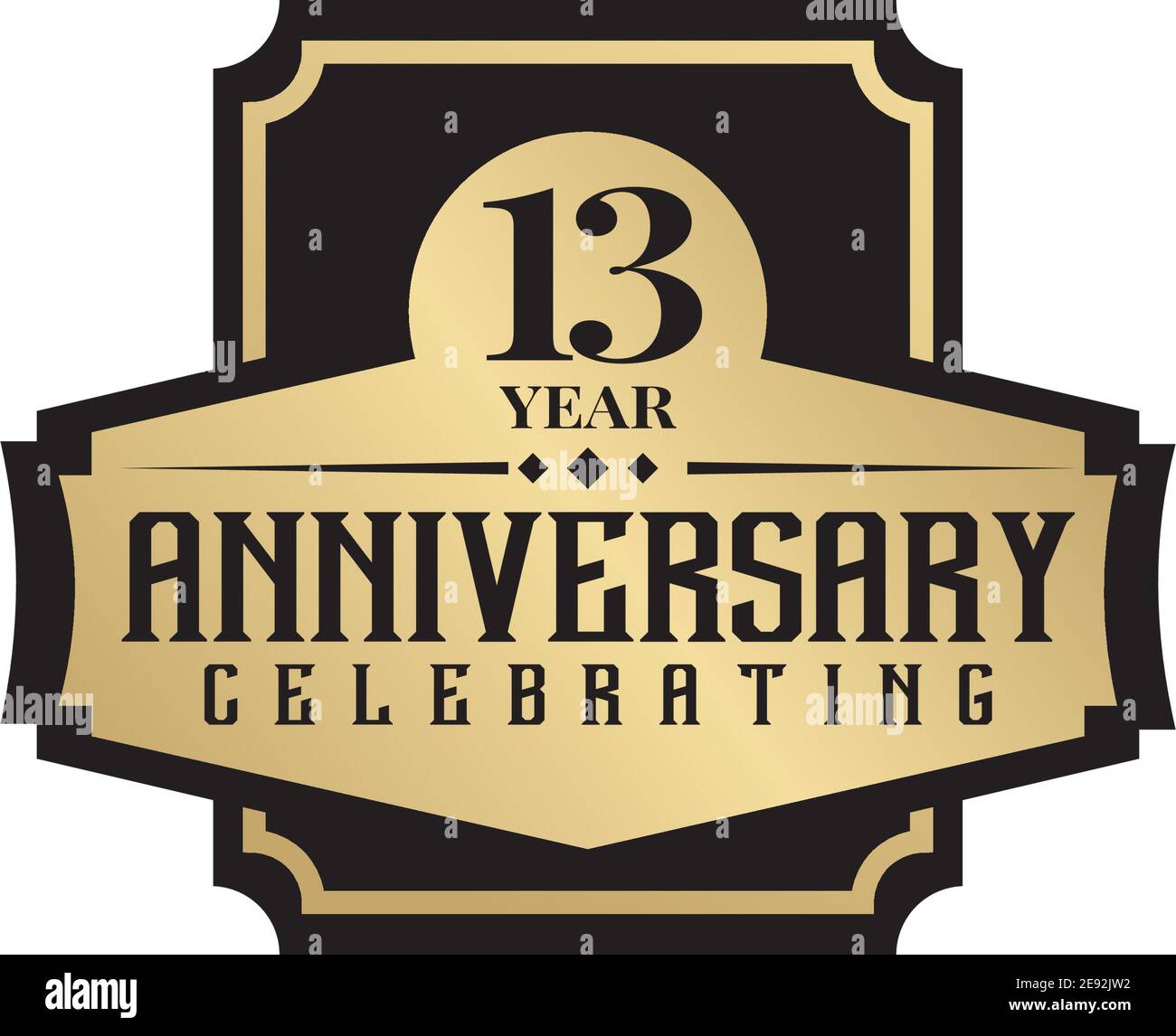 13th year celebrating anniversary emblem logo design vector template ...