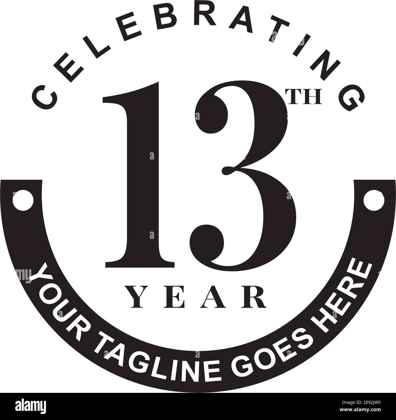 13th year celebrating anniversary emblem logo design vector template ...