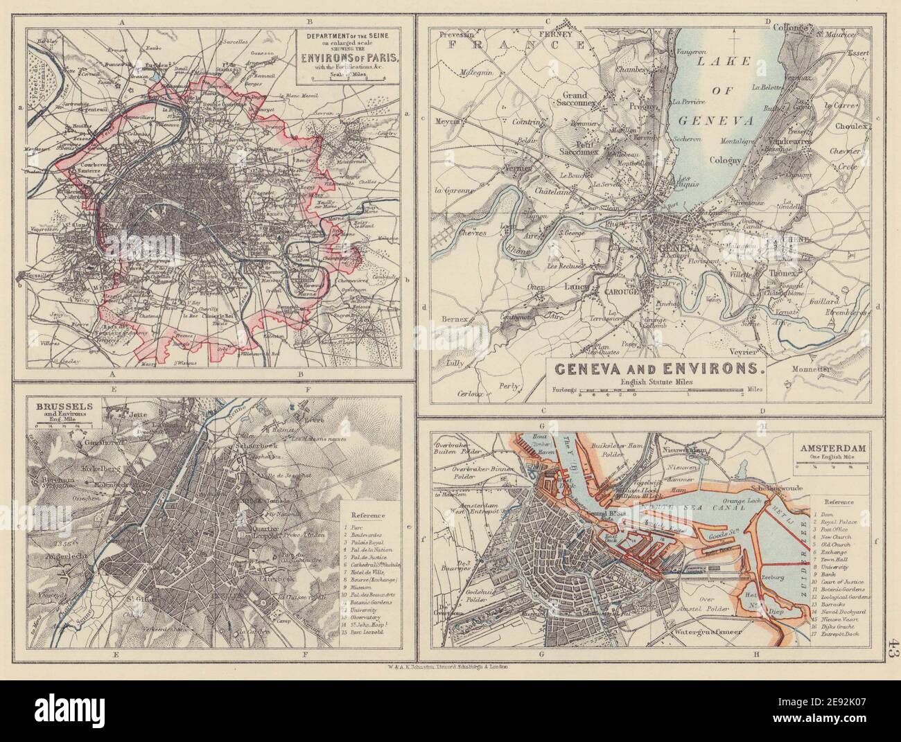EUROPEAN CITIES. Environs of Paris Brussels Amsterdam Geneva. JOHNSTON ...