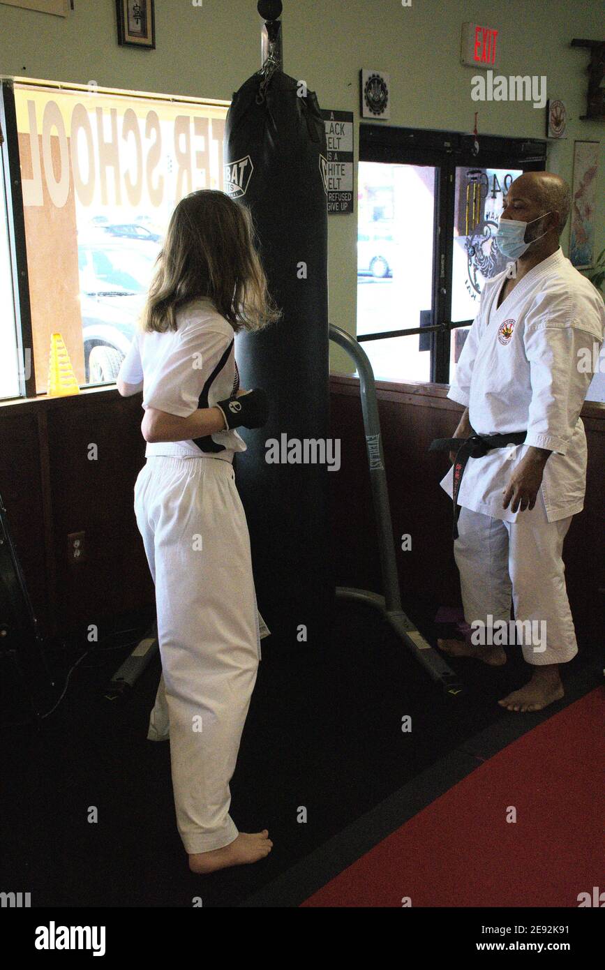 This action photo is of my son and his classmates in a Karate class ...