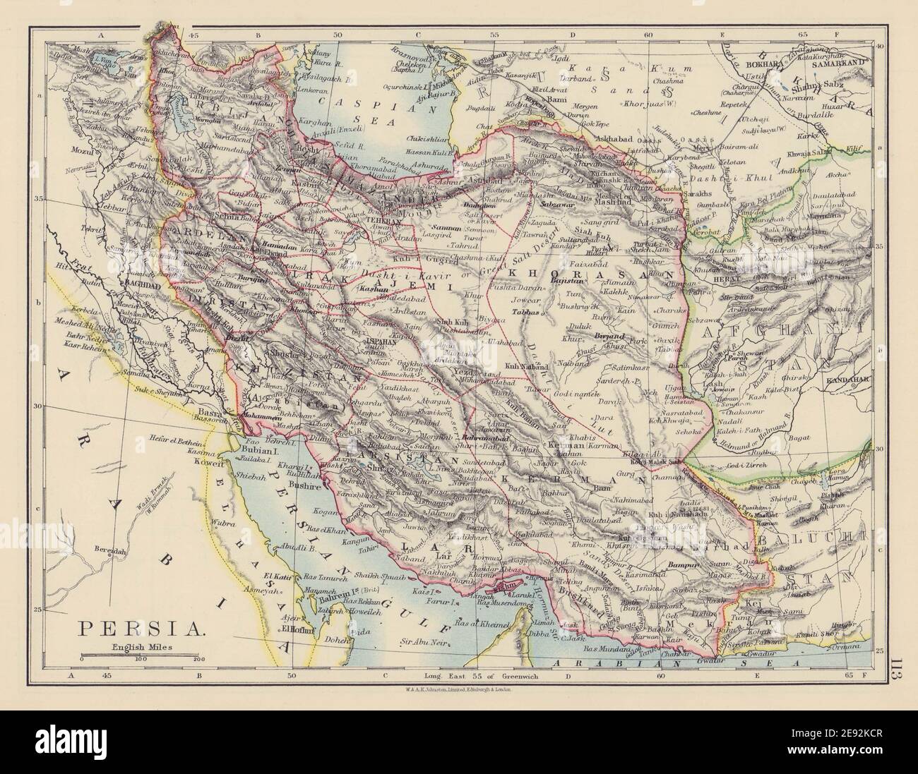 PERSIA(IRAN). Showing provinces. Iran. Persian Gulf. Bushehr. JOHNSTON ...