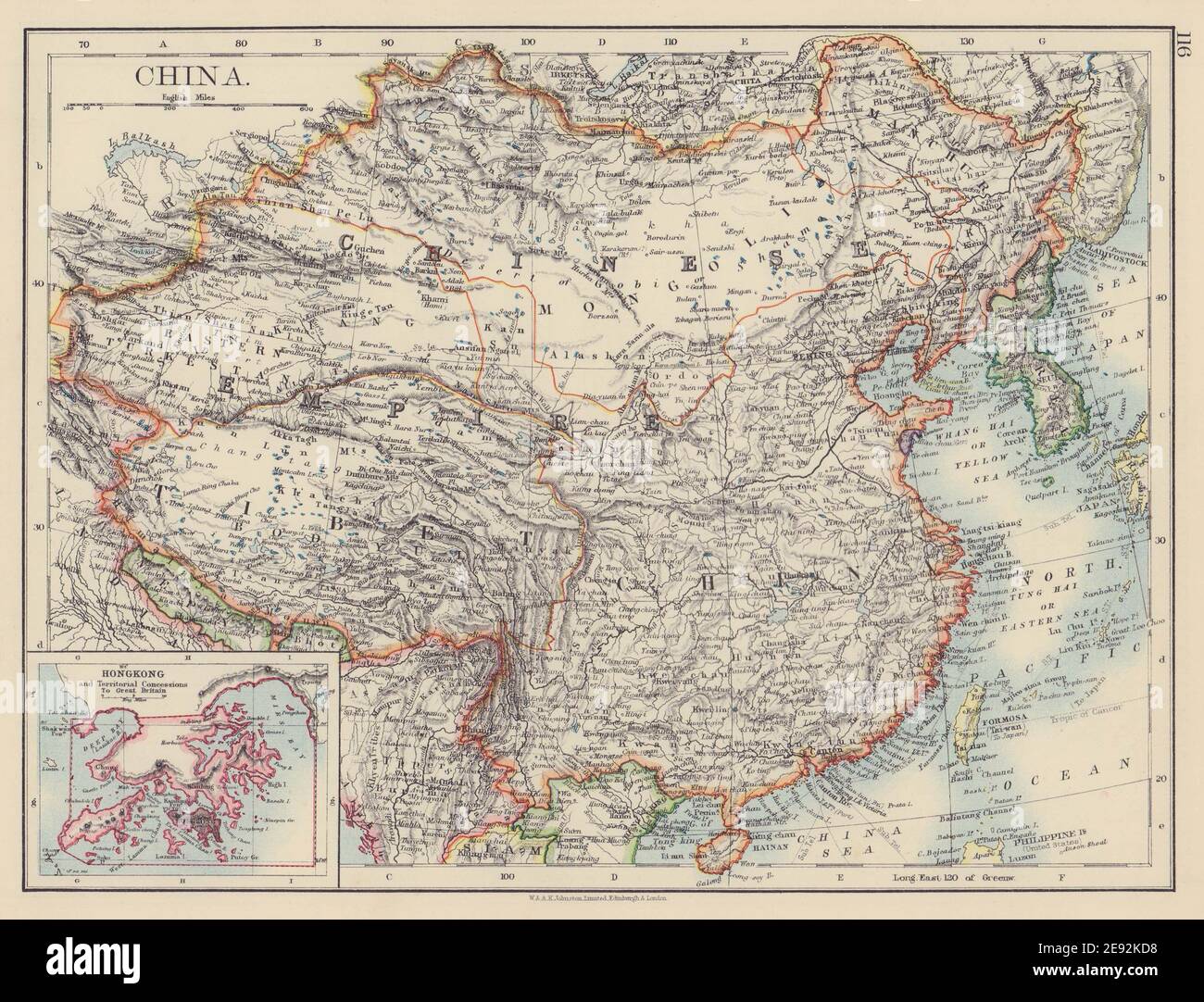 CHINESE EMPIRE China East Asia Tibet Mongolia Turkestan Korea Hong Kong ...