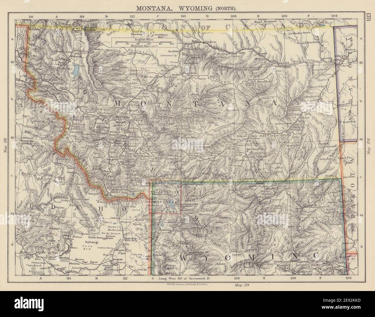 Map of montana and wyoming hi-res stock photography and images - Alamy