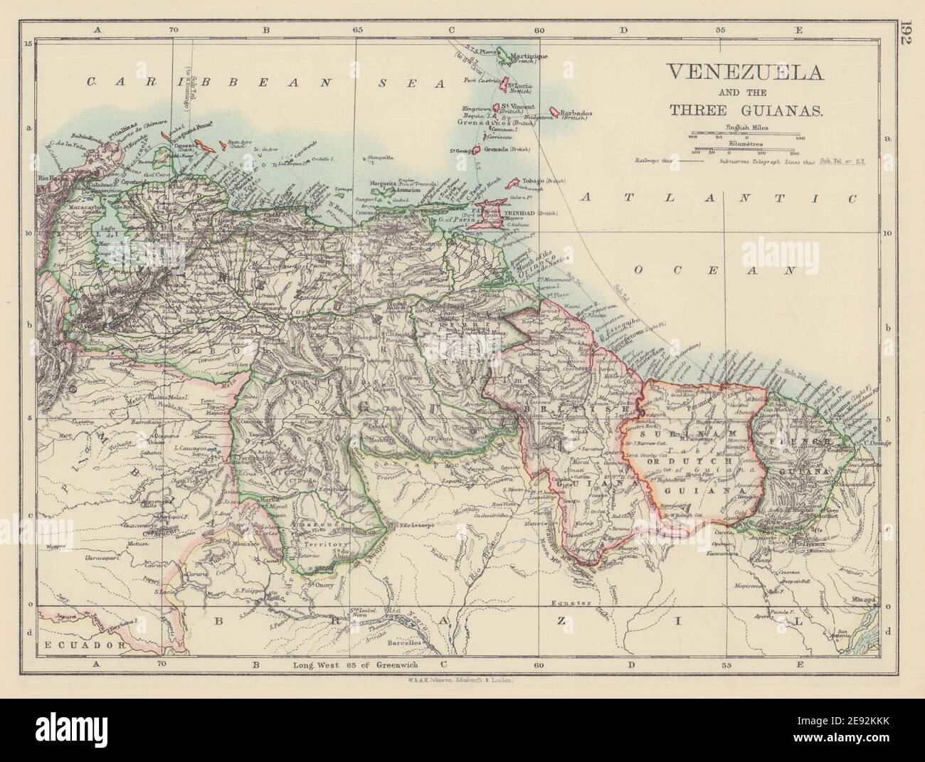 VENEZUELA/GUIANAS. Suriname. British French Dutch Guyana. JOHNSTON 1901 ...