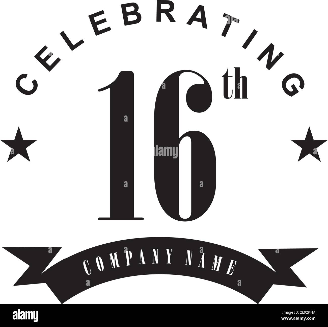 16th year celebrating anniversary emblem logo design vector template ...