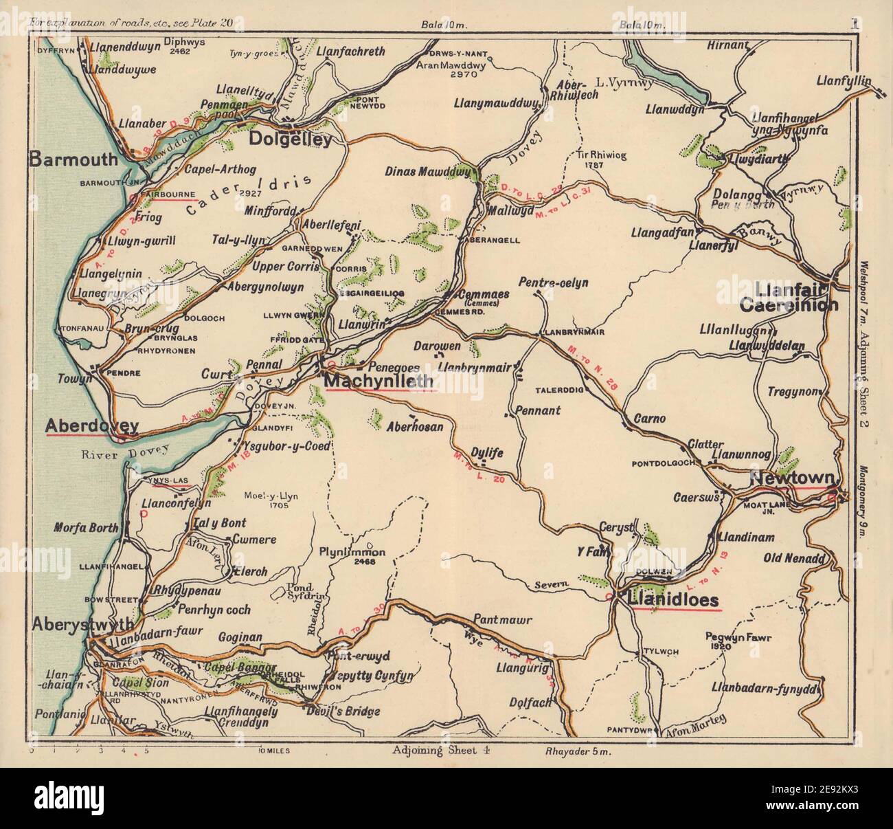 Mid Wales road map. Aberdovey Aberystwyth Barmouth. BACON c1920 old ...