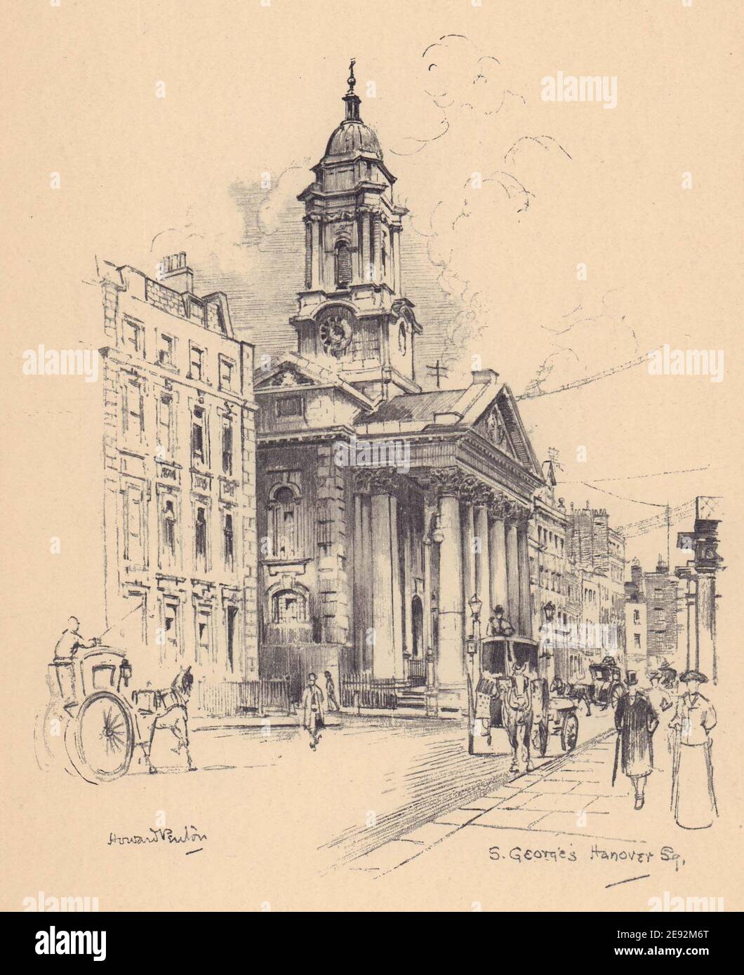 St. George's church Hanover Square, Westminster 1904 old antique print ...