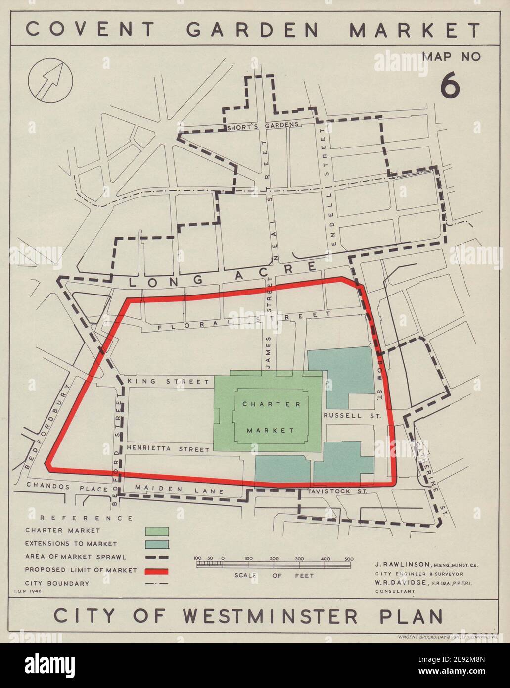 Covent Garden market. City of Westminster plan. RAWLINSON 1946 old ...