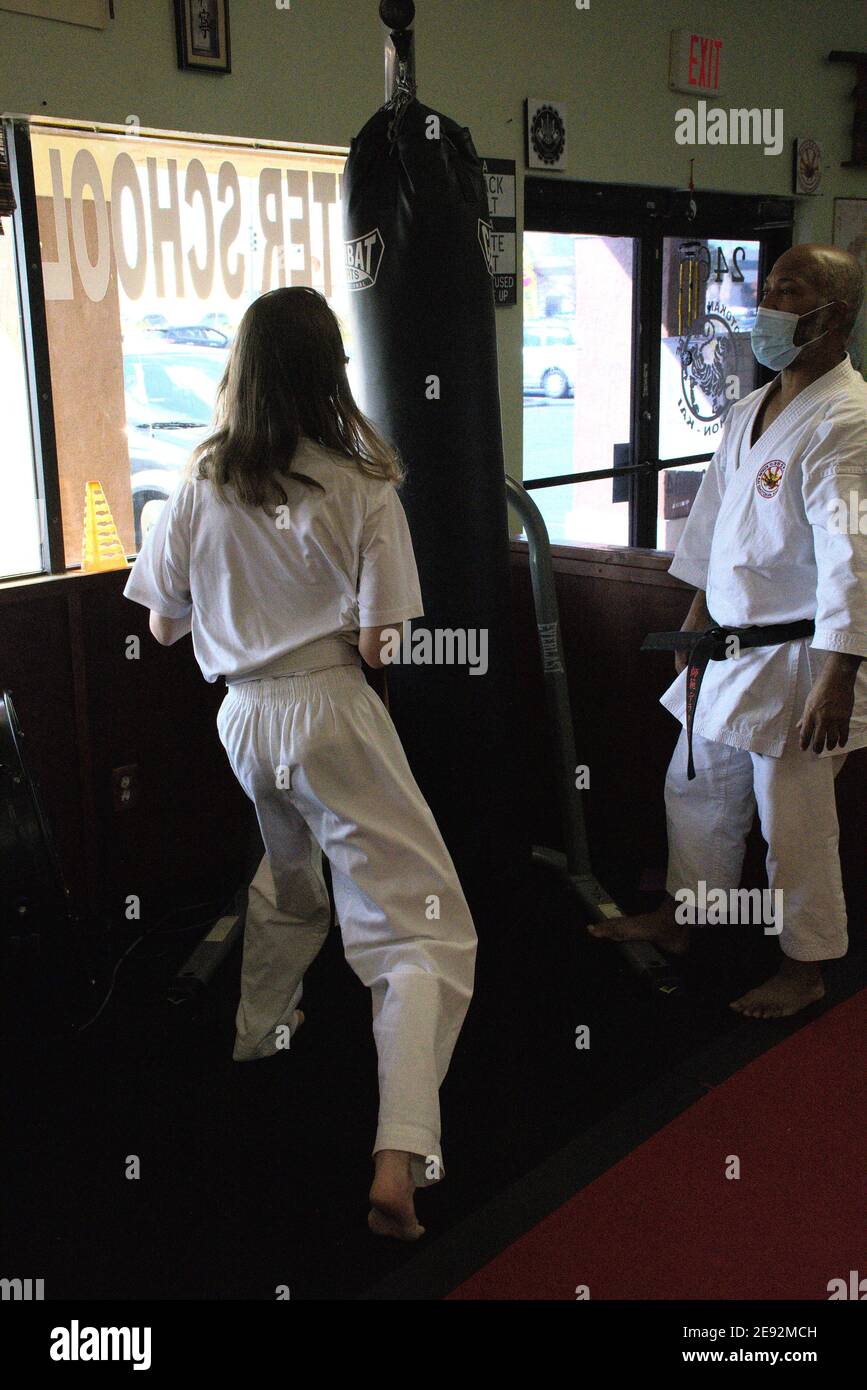 This action photo is of my son and his classmates in a Karate class ...