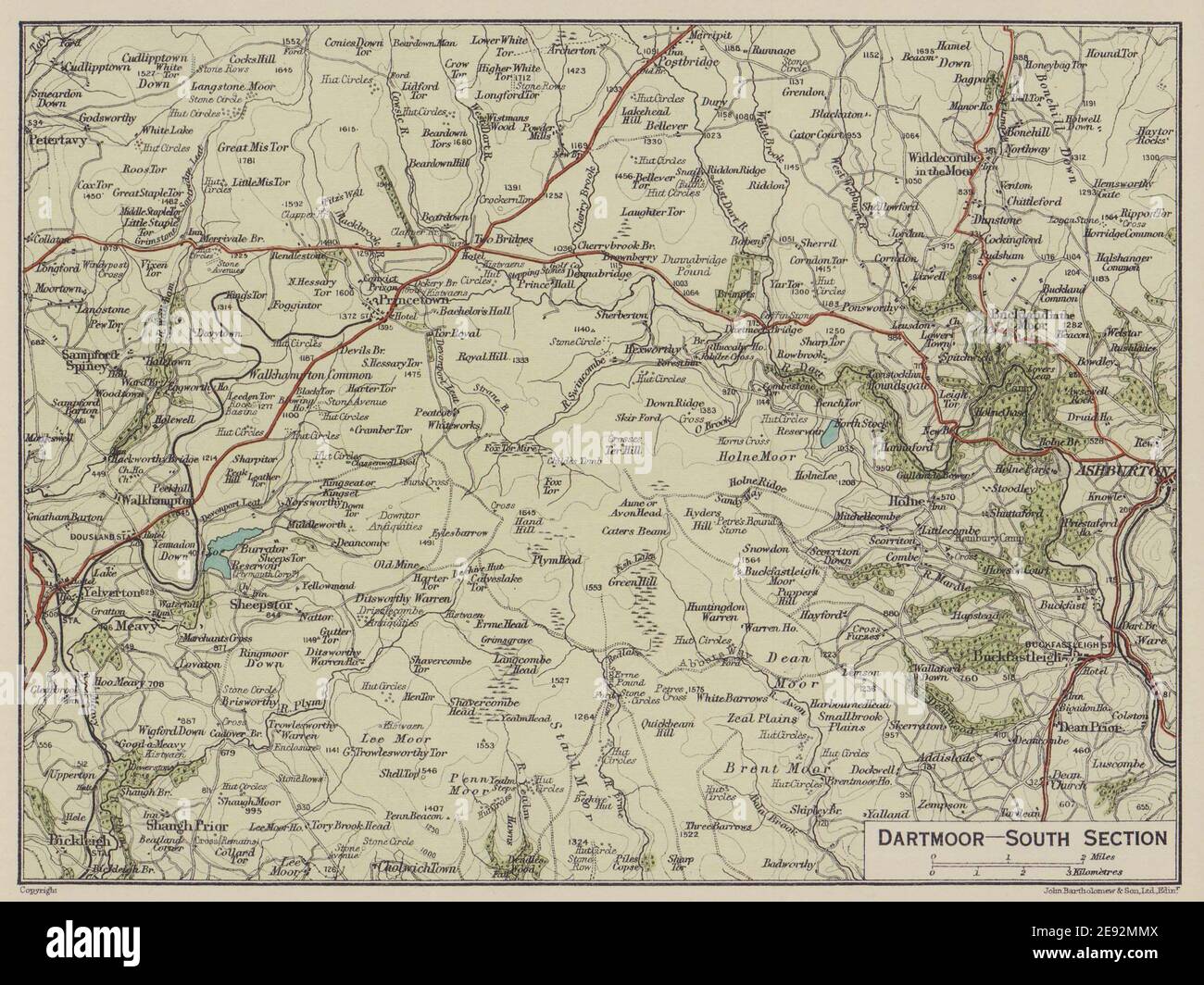 Dartmoor - South Section. Ashburton Widdecombe. Devon 1920 old antique ...