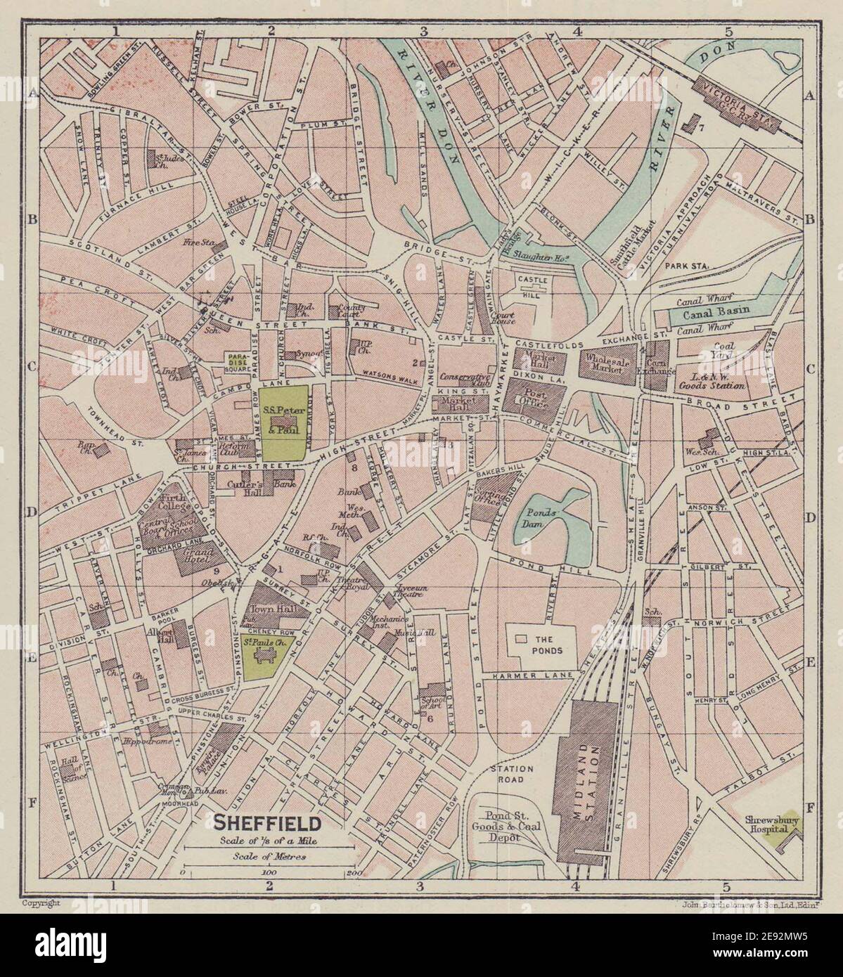 SHEFFIELD town city plan. Yorkshire 1920 old antique vintage map chart ...