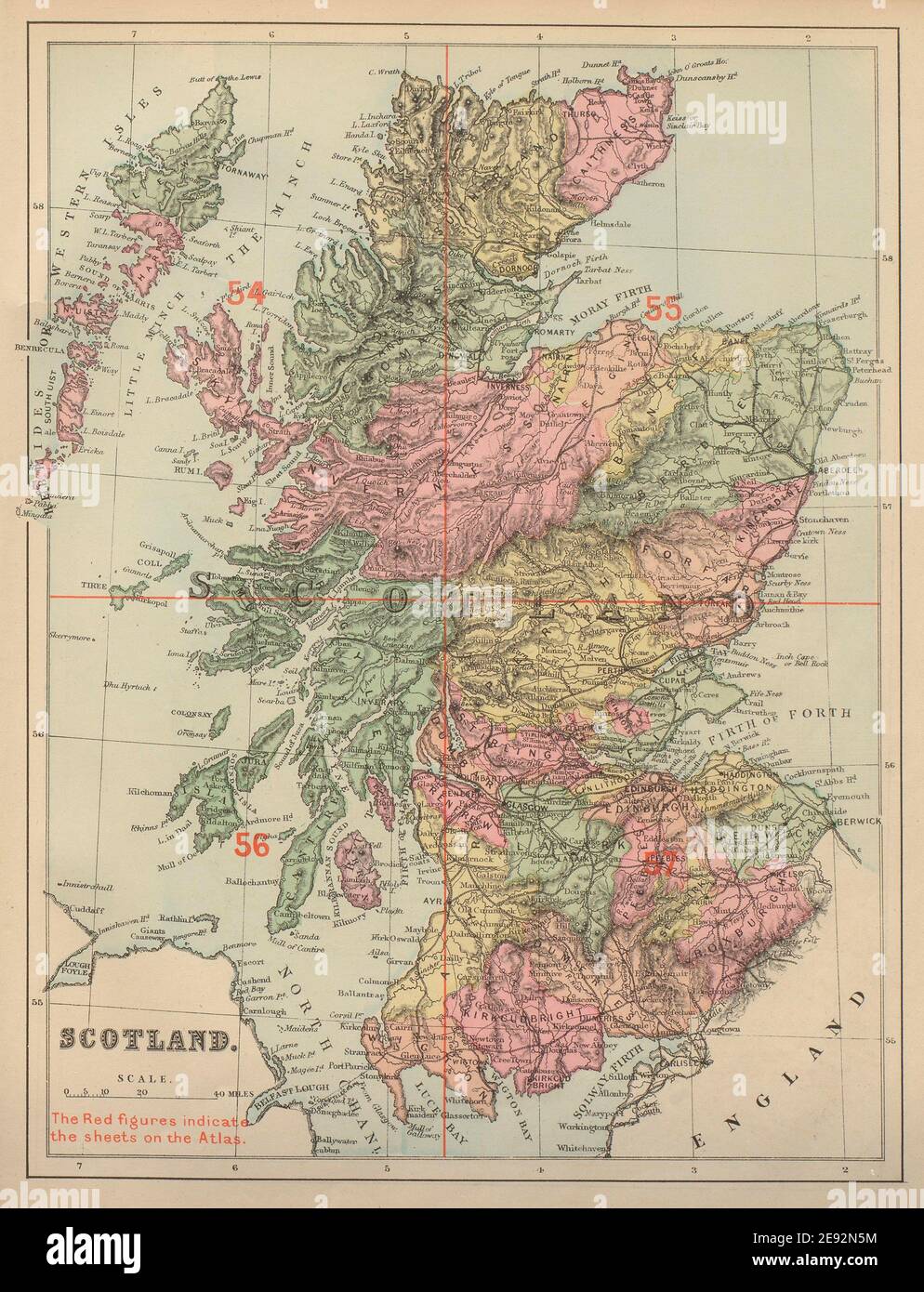 SCOTLAND antique index map by GW BACON 1883 old vintage plan chart ...