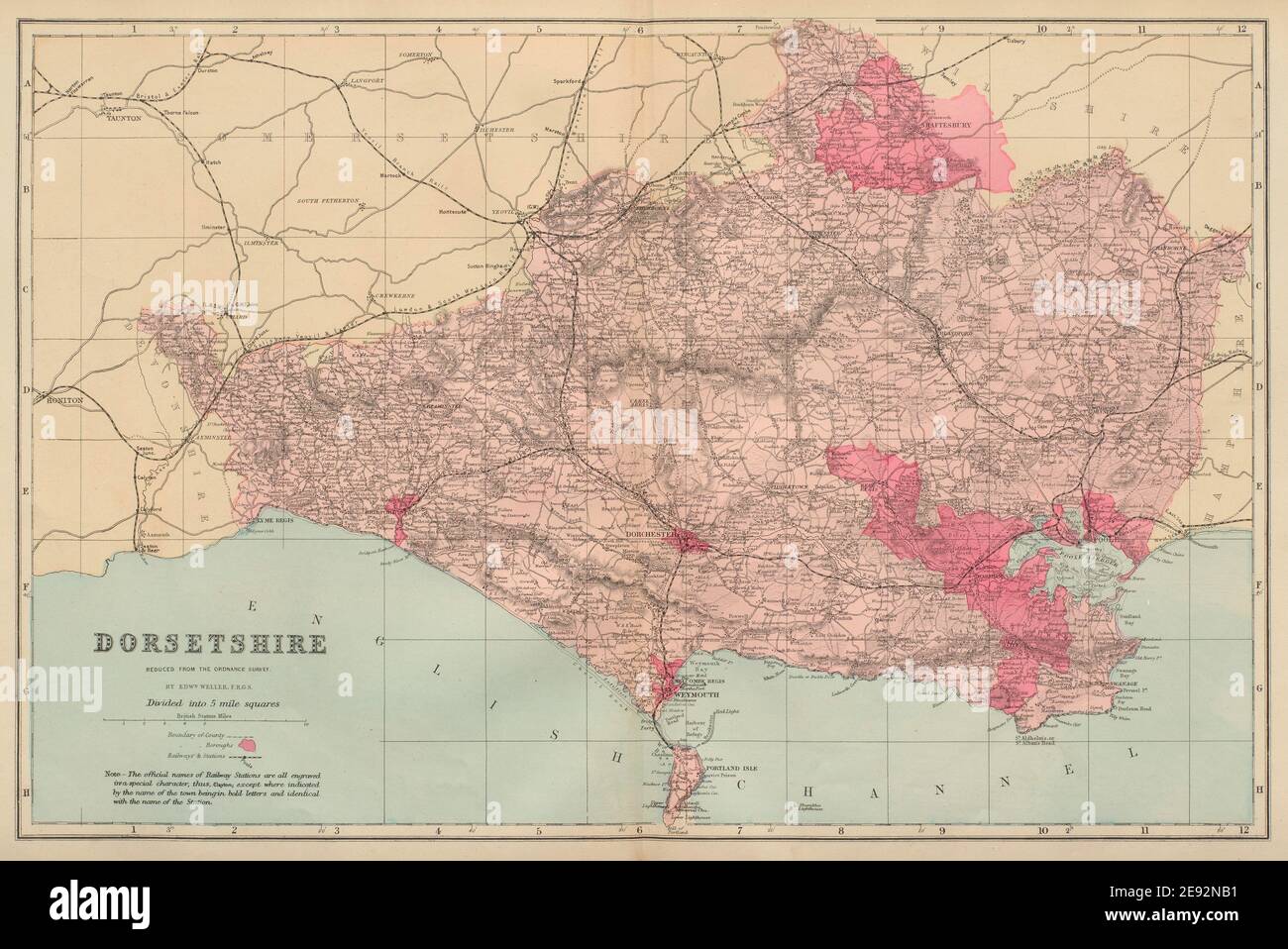 Antique map of dorset hi-res stock photography and images - Alamy