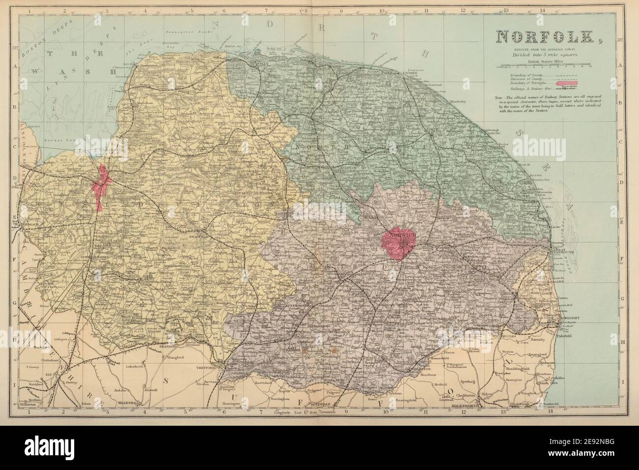 Antique Map Of Norfolk High Resolution Stock Photography and Images - Alamy
