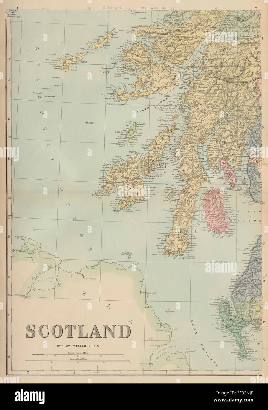 SCOTLAND (South West) Argyll Bute Islay Jura Mull GW BACON 1883 old map ...