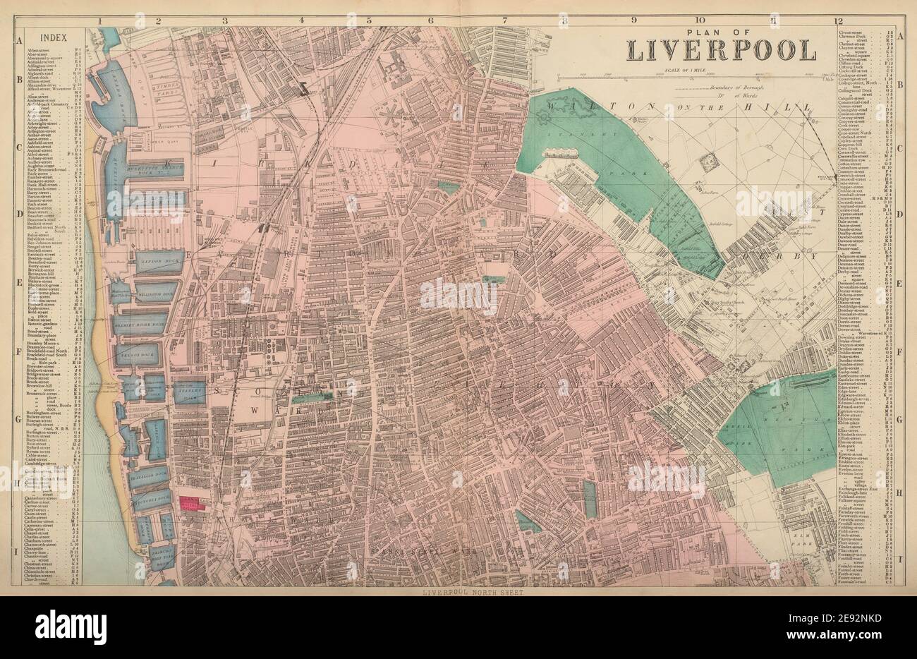 LIVERPOOL North Everton Anfield Kirkdale Vauxhall town city plan BACON ...