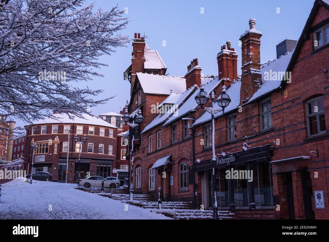 Snow on Castle Road, Nottingham City Nottinghamshire England UK Stock ...