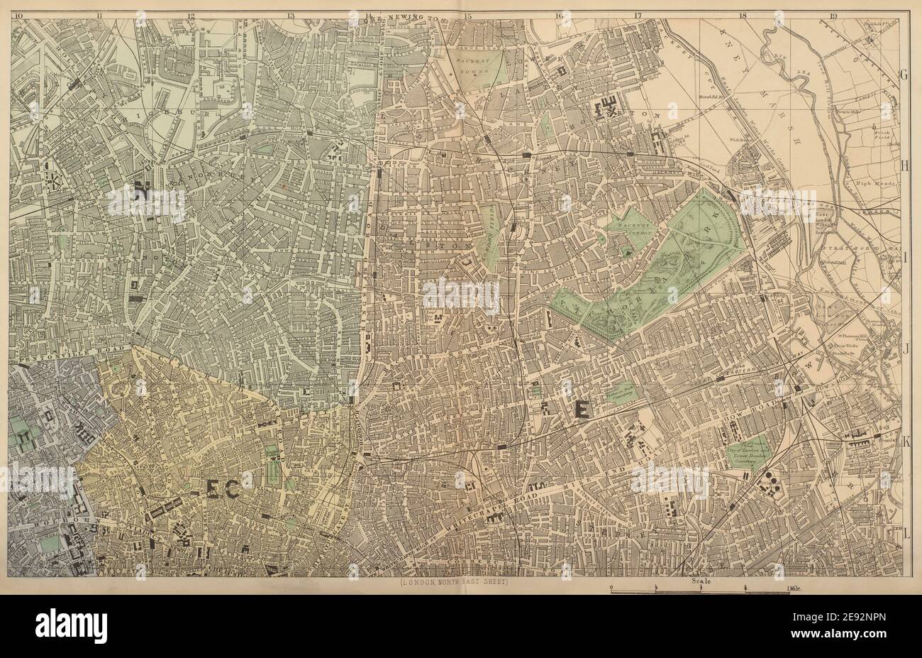 LONDON N East City Hackney Tower Hamlets Islington town city plan BACON ...