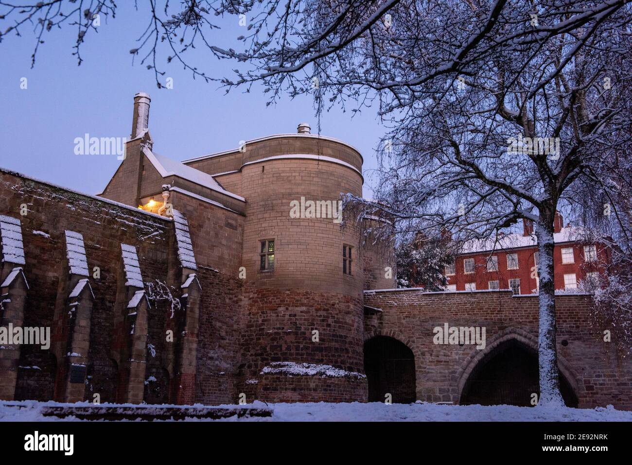 Nottingham Castle Gatehouse covered in a fresh layer of snow ...
