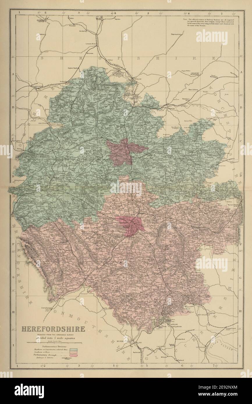 19th century map of herefordshire hi-res stock photography and images ...