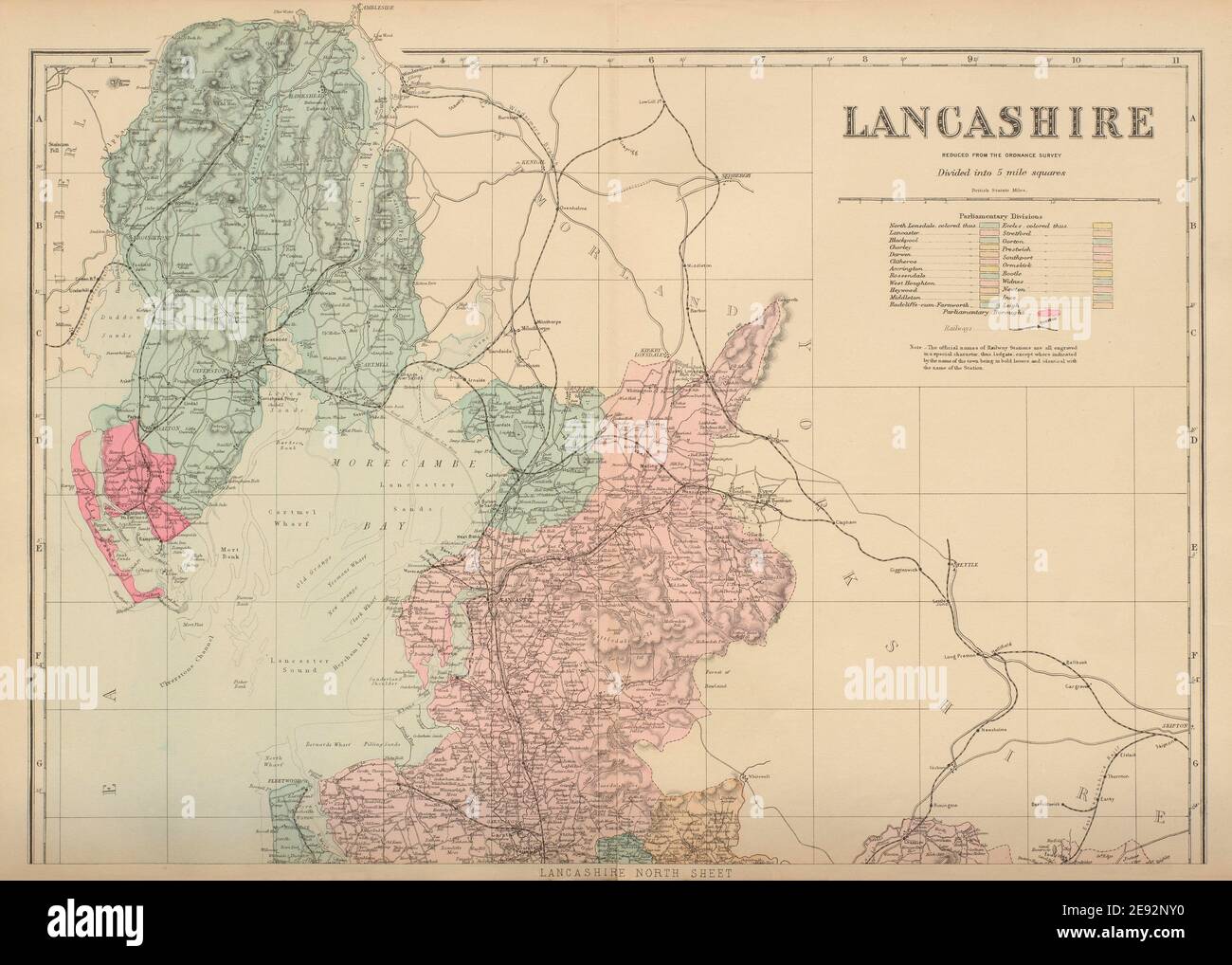 Lancashire map 19th century hi-res stock photography and images - Alamy
