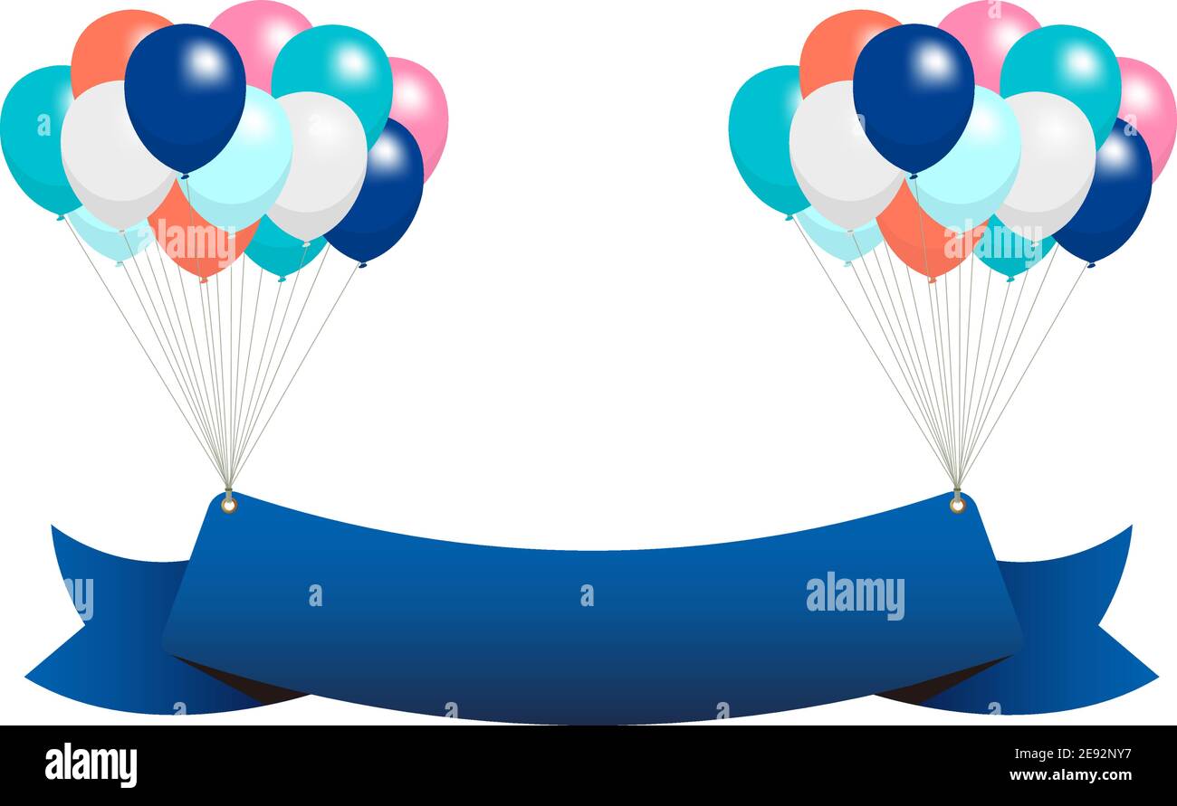Ribbon banner and balloons vector illustration Stock Vector Image & Art ...