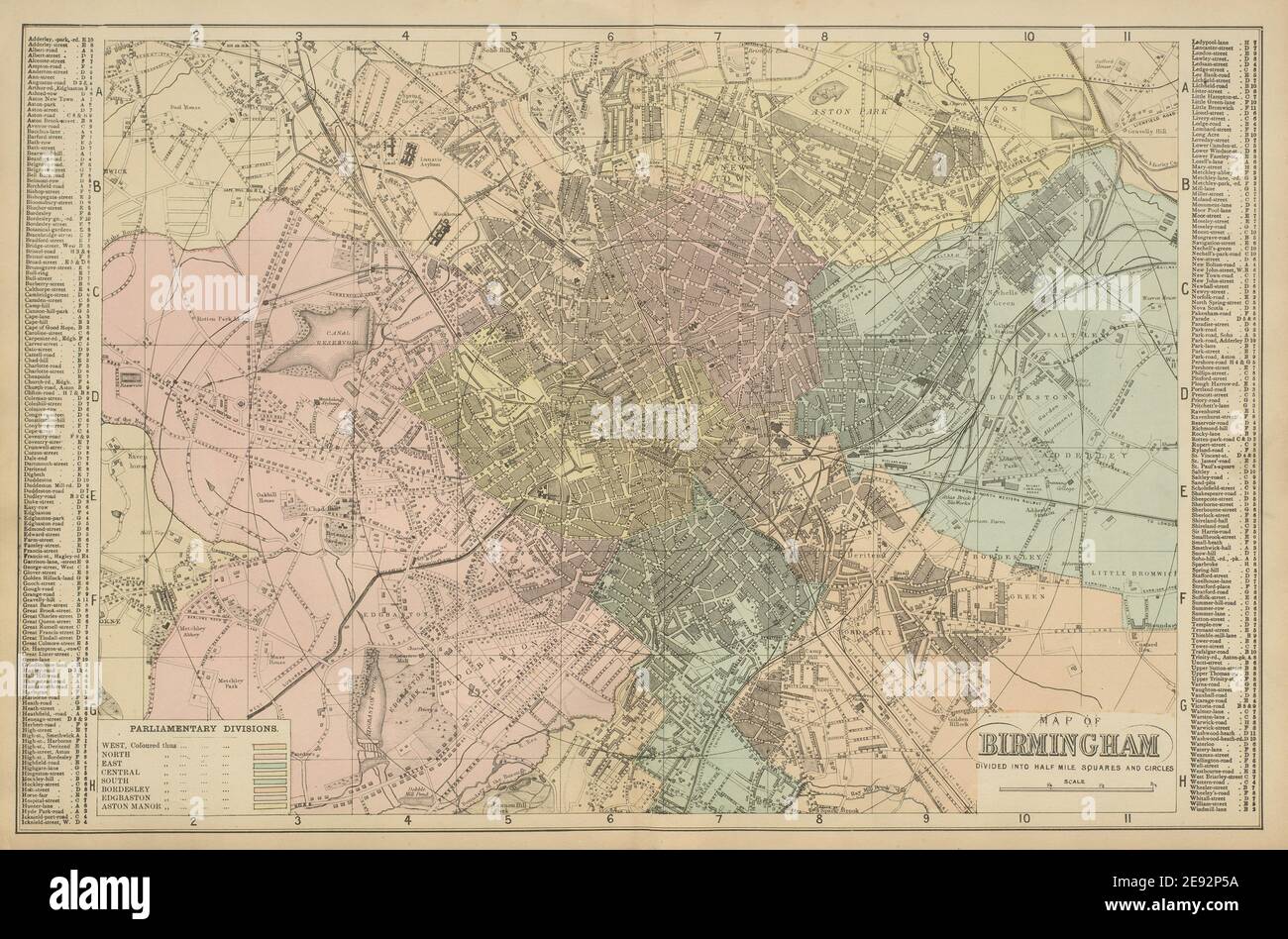 BIRMINGHAM Aston Edgbaston Ladywell Bordesley town city plan GW BACON ...