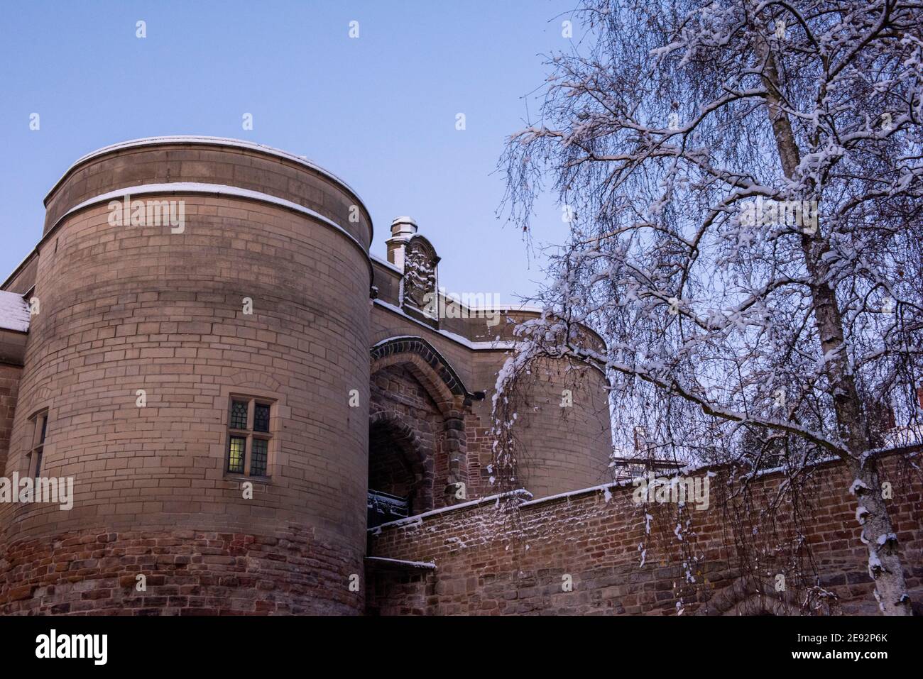 Nottingham Castle Gatehouse covered in a fresh layer of snow ...