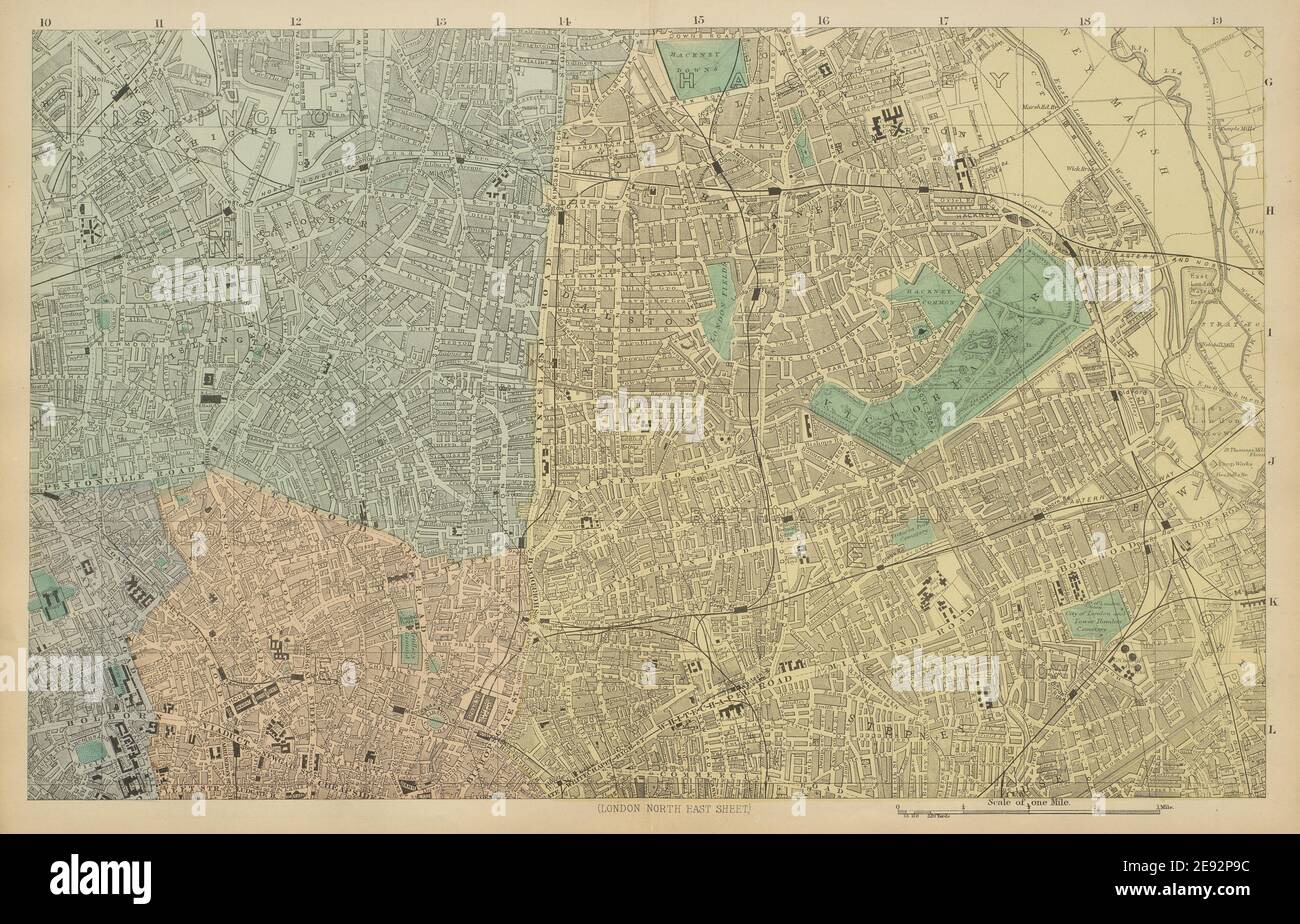 LONDON N East City Hackney Tower Hamlets Islington town city plan BACON ...