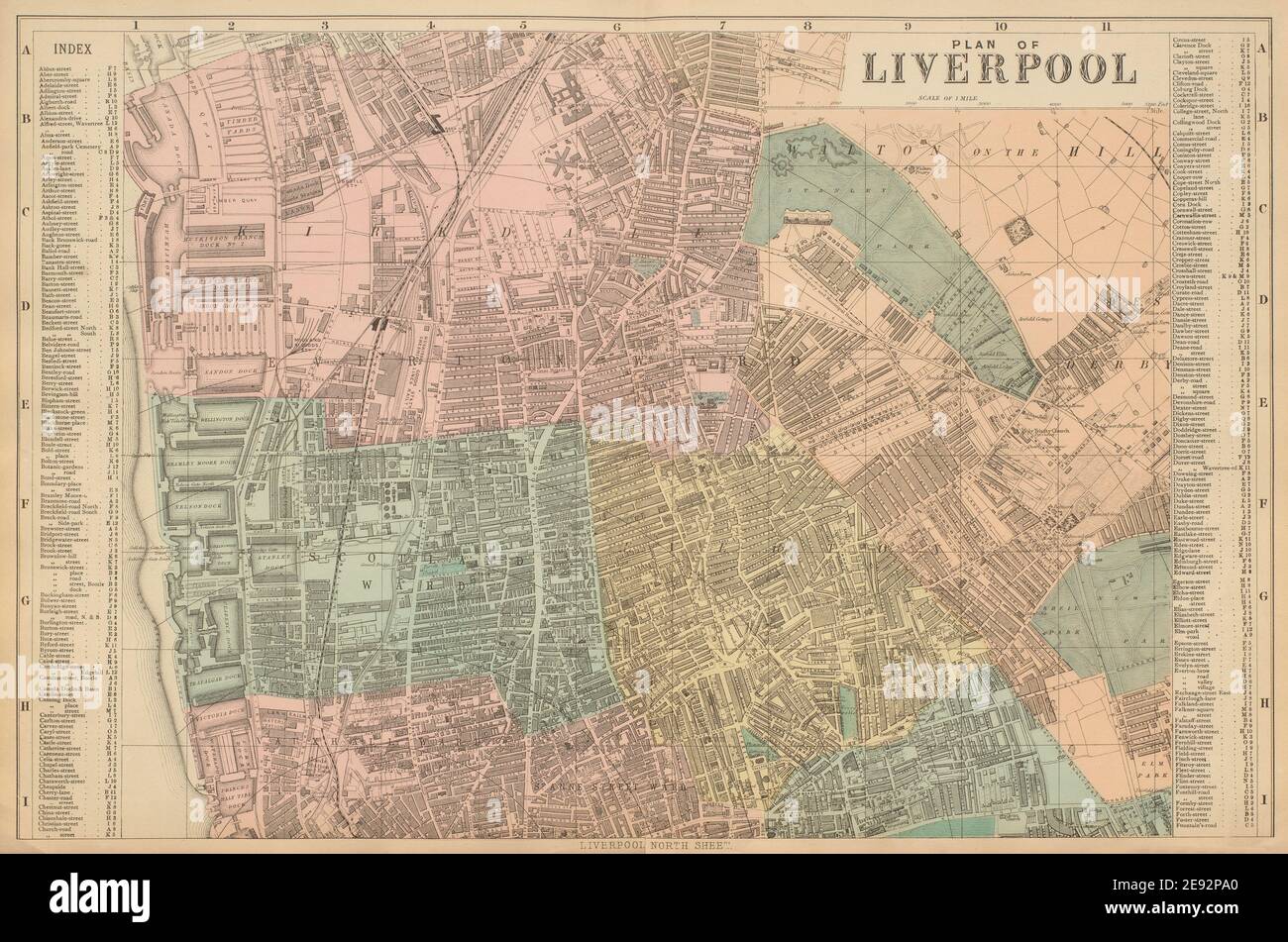 LIVERPOOL North Everton Anfield Kirkdale Vauxhall town city plan BACON ...