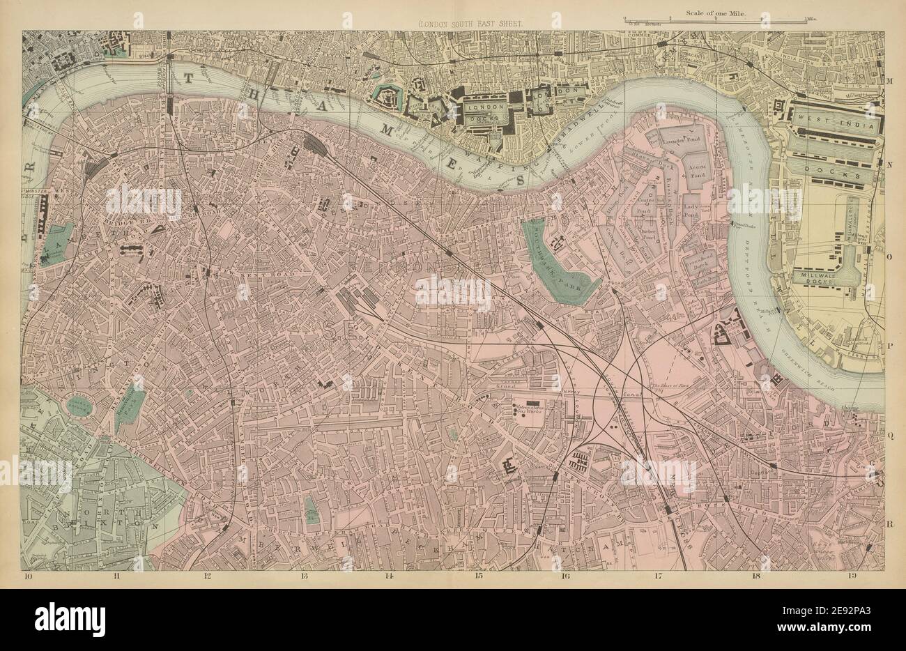 LONDON South East Docks Southwark Lambeth Lewisham town city plan BACON ...