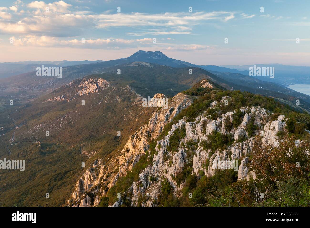 Aerial view of the beautiful Ucka Mountain captured in Istria, Croat ...