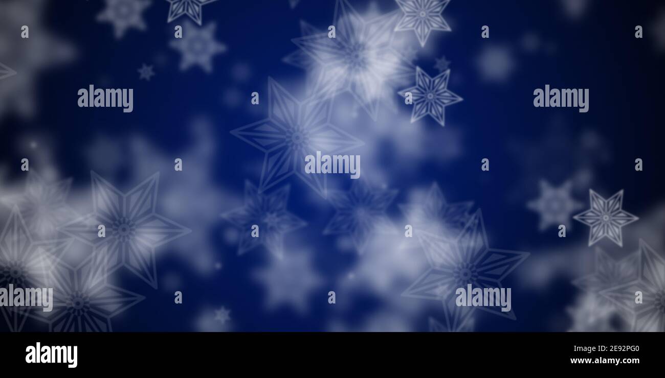 Flying snowflakes over dark blue background Stock Photo - Alamy