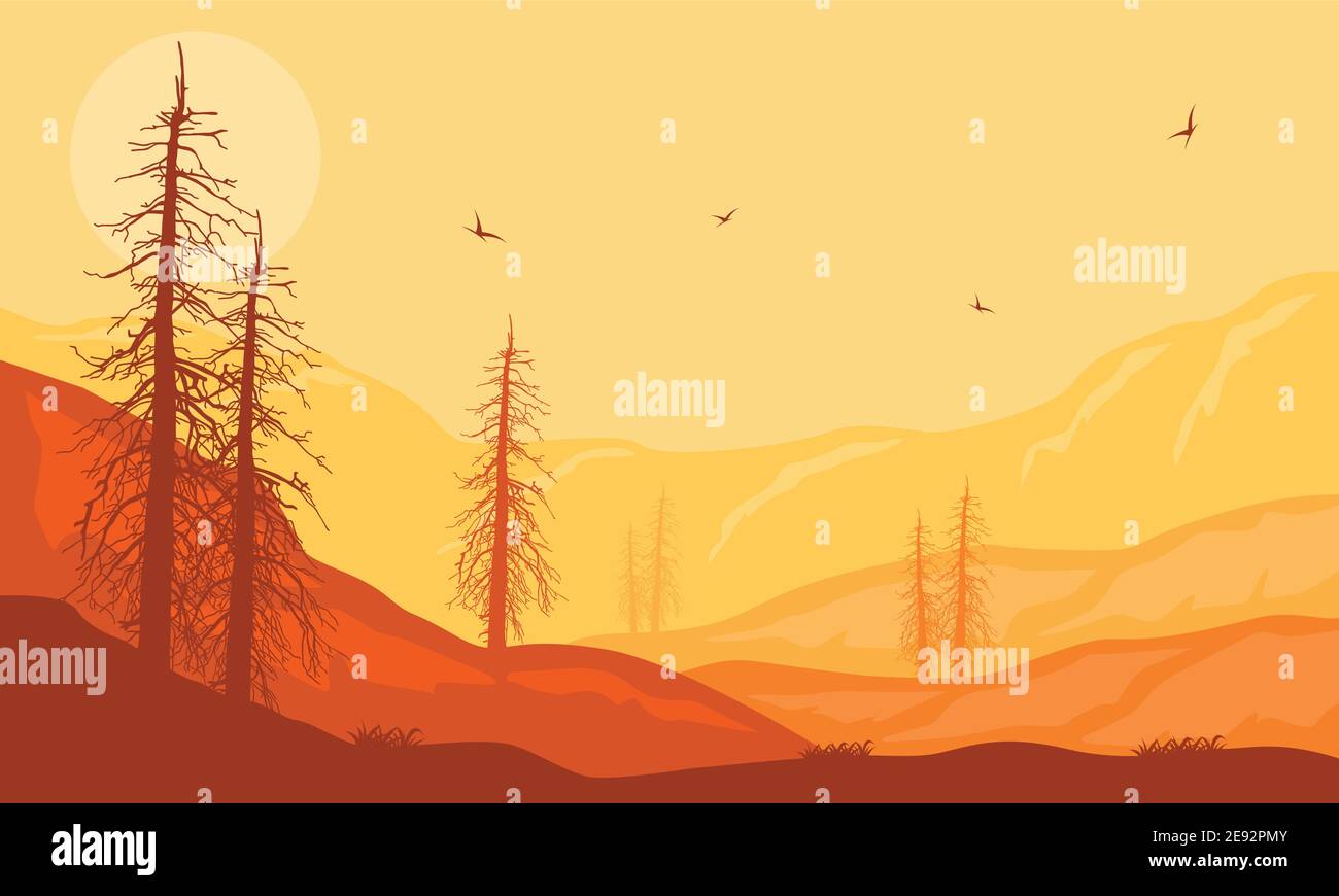 Very amazing views at twillight on afternoon. Vector illustration of a ...