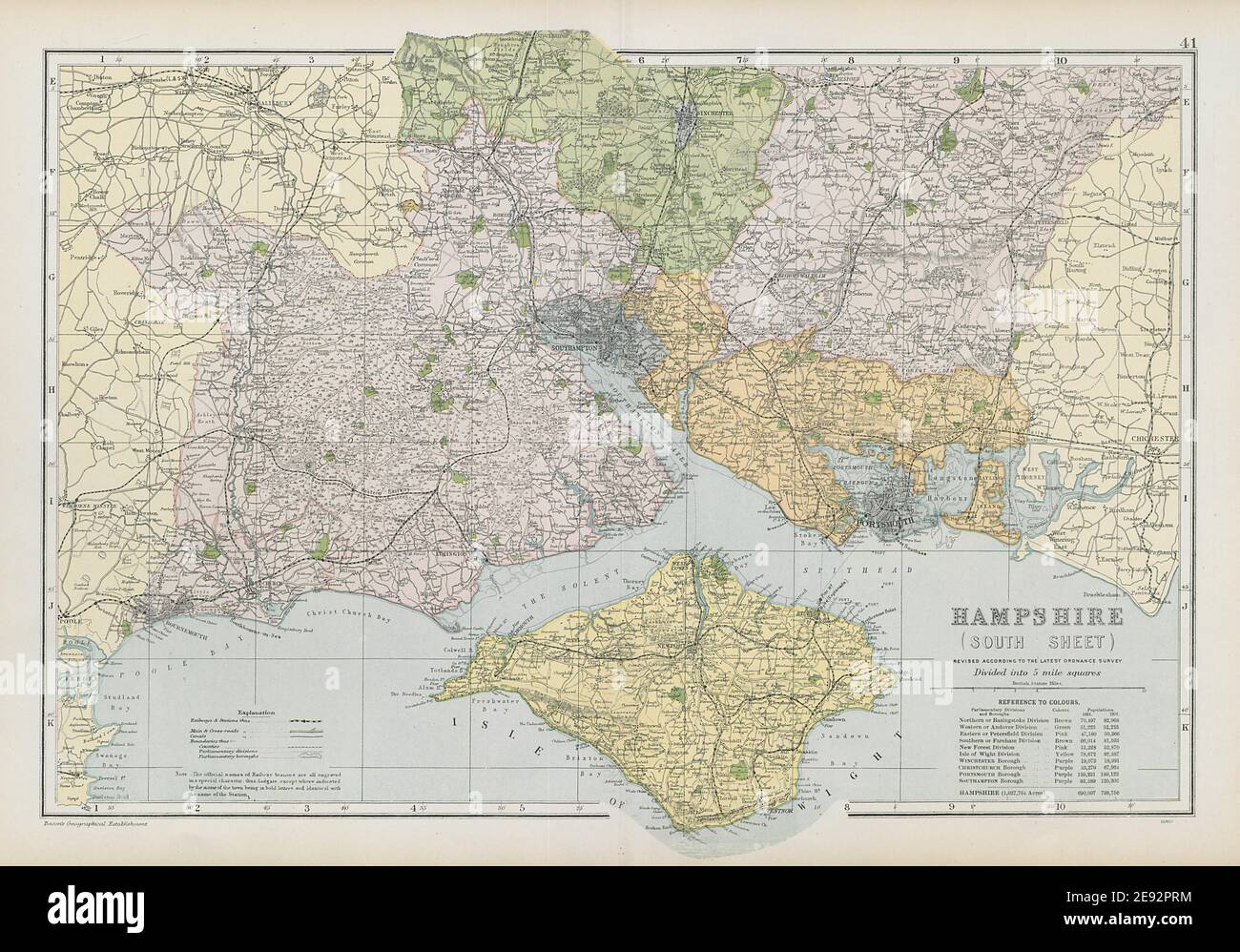 HAMPSHIRE SOUTH Isle of Wight. Parliamentary boroughs.Railways.BACON ...