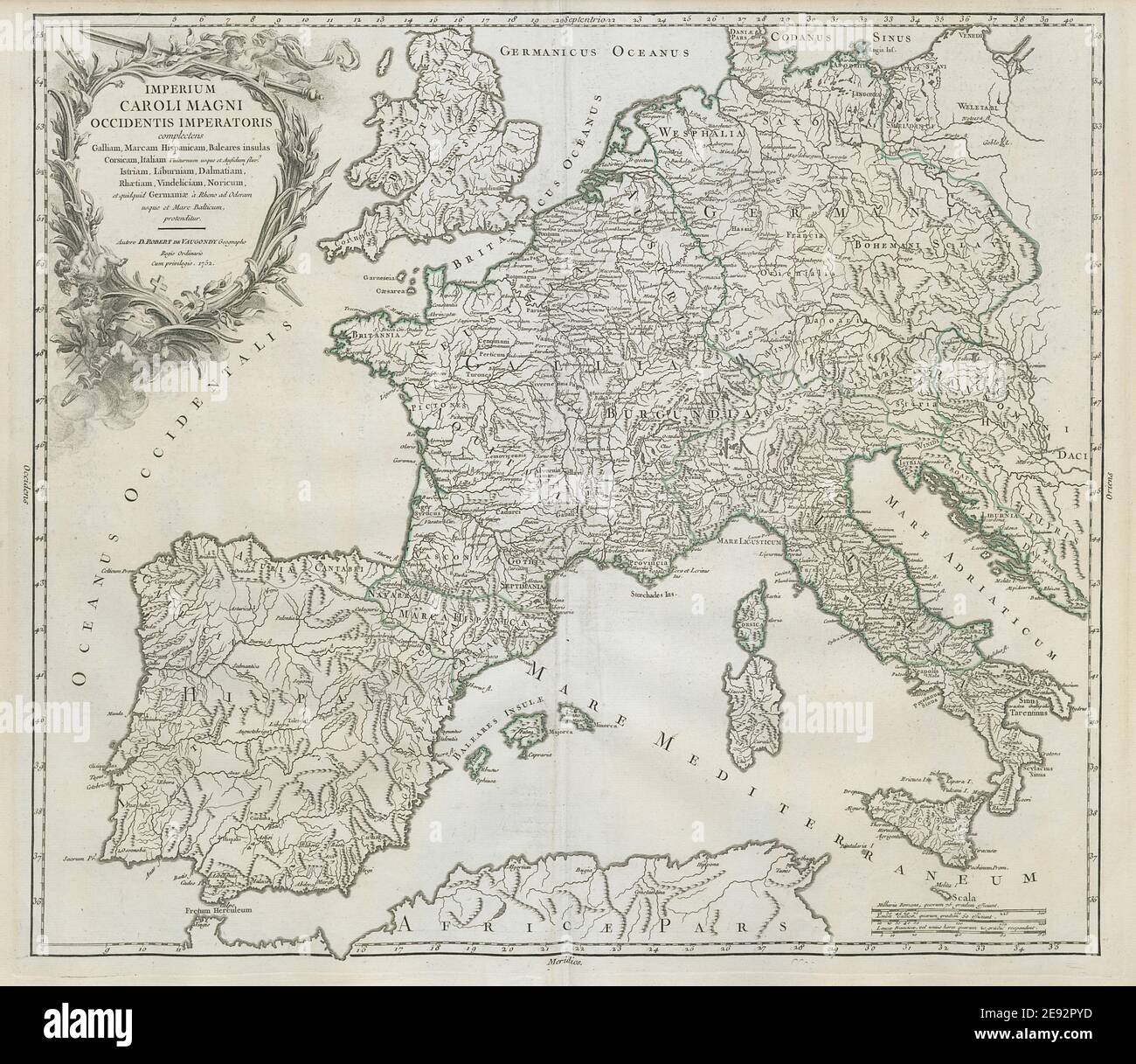 "Imperium Caroli Magni…" Empire of Charlemagne. Western Europe VAUGONDY ...