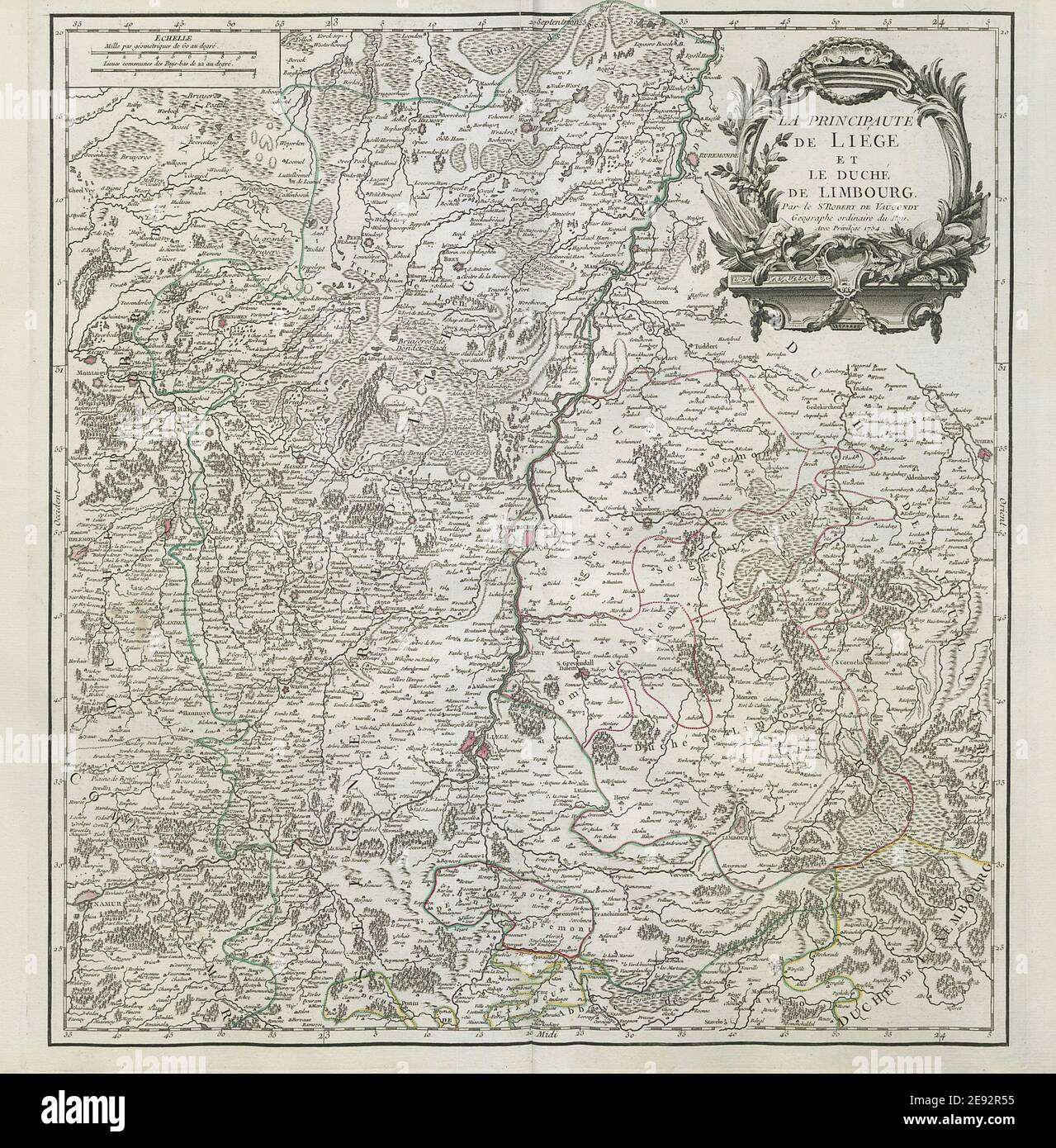 "La Principauté de Liege et le Duché de Limbourg". Belgium NL. VAUGONDY ...