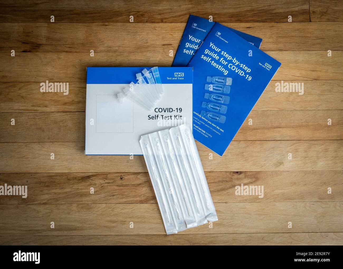 Coronavirus pandemic close up government new variant full home test kit ...