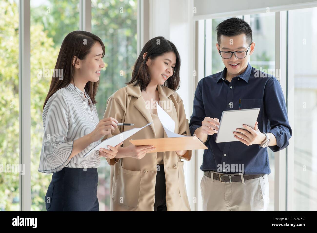 Business employee meeting and discussion with powerful teamwork at ...