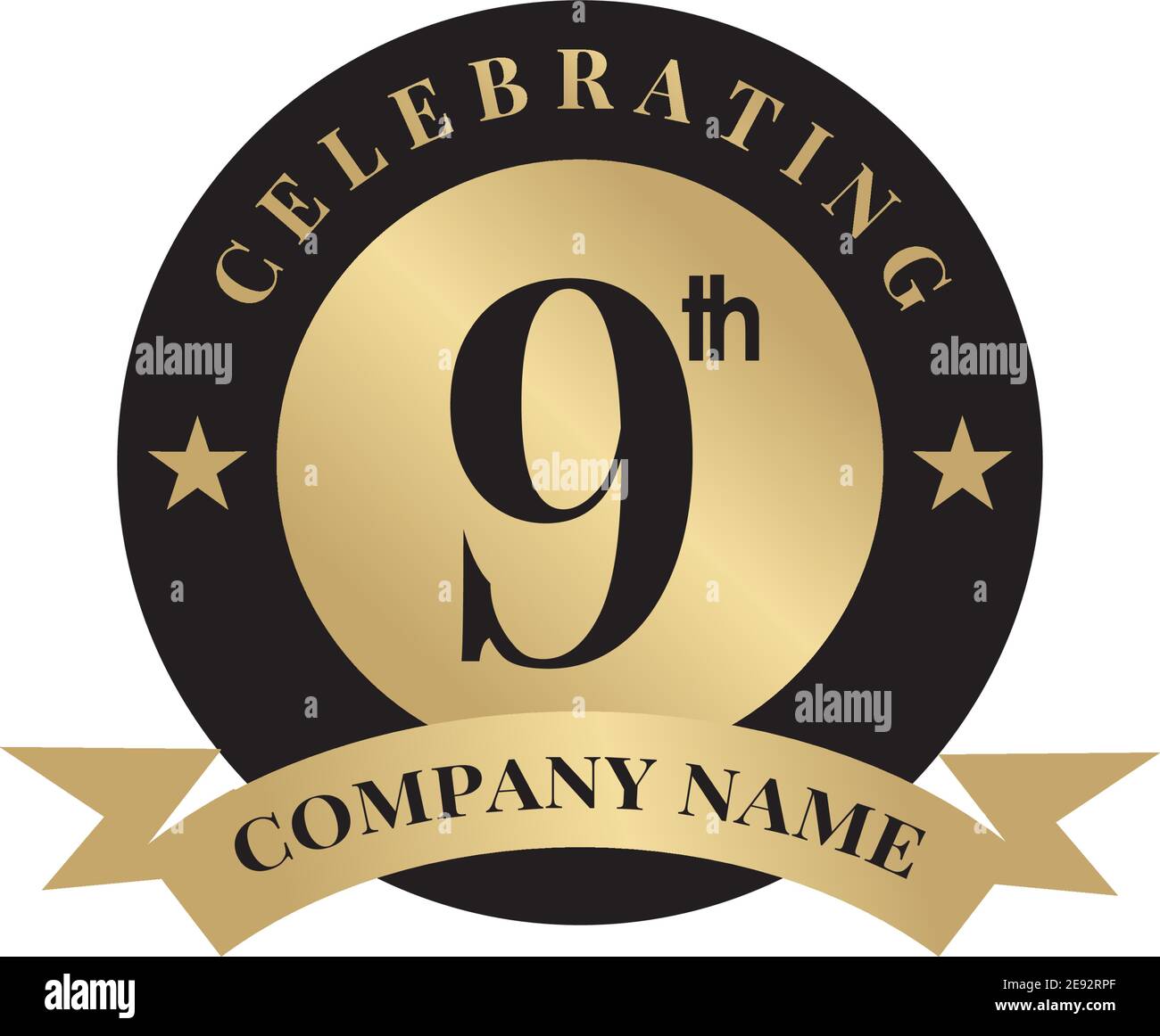 9th year celebrating anniversary emblem logo design vector template ...