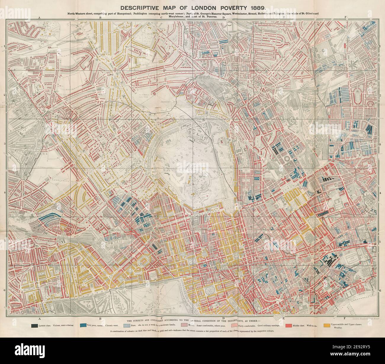 Descriptive map of London Poverty. BOOTH. NW - West End Marylebone ...